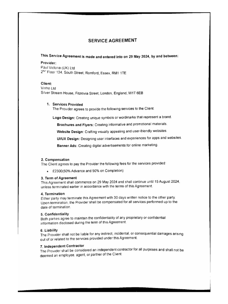 Service Agreement | PDF