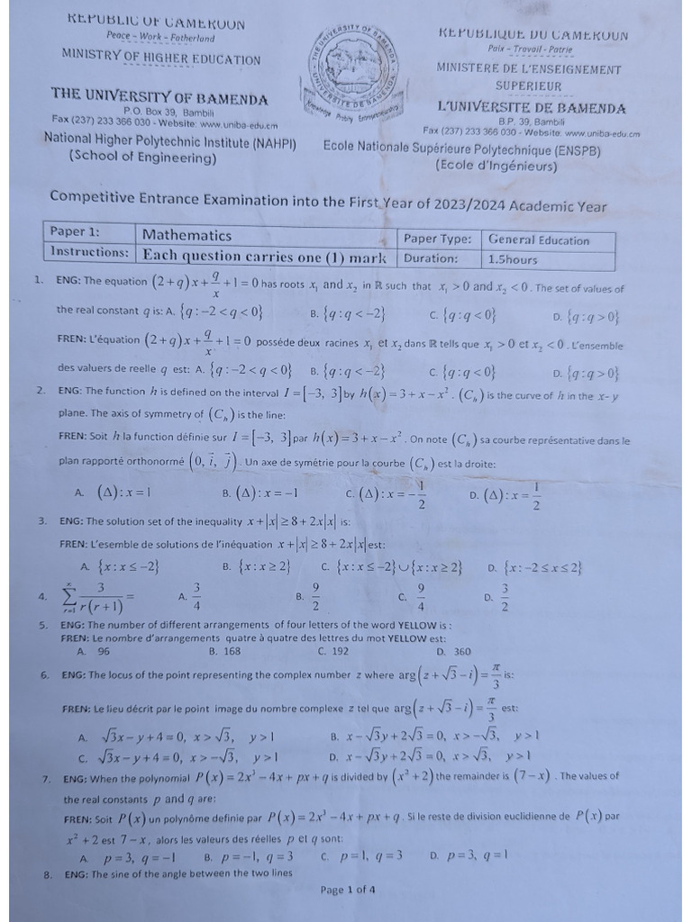 Nahpi - Maths 2023 | PDF