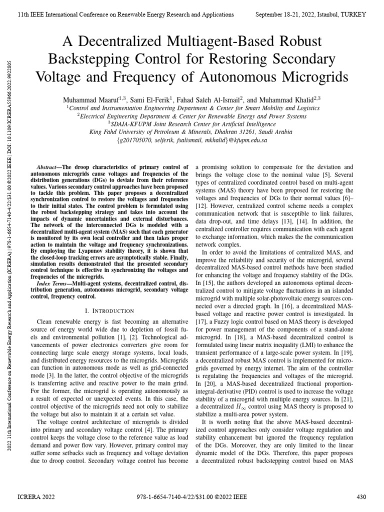 Decentralized Control for Microgrid Stability | PDF | Control Theory ...