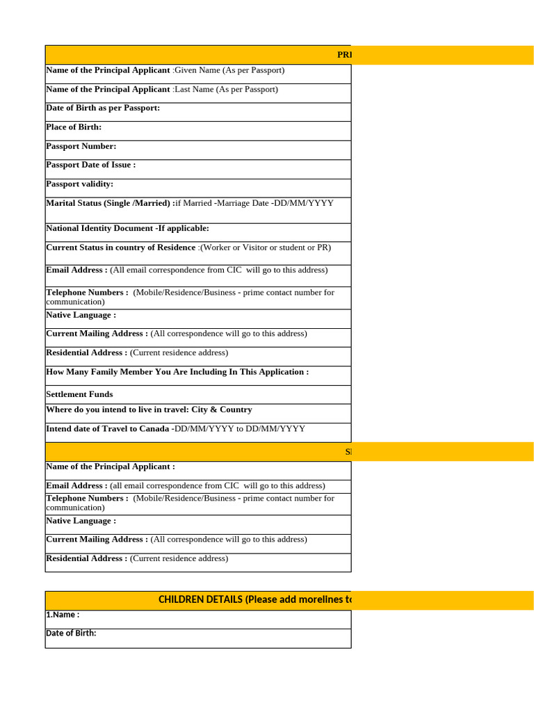 Canada Immigration Application Form | PDF | Social Institutions
