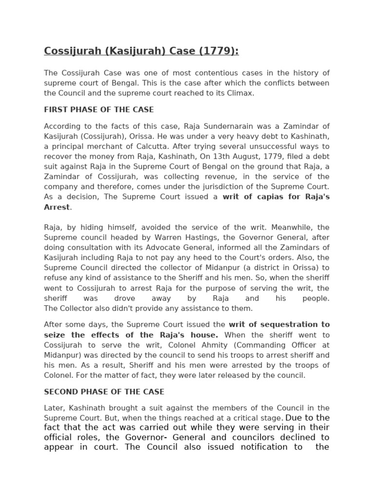 Cossijurah Case and Legal Development | PDF | Writ | Sheriff