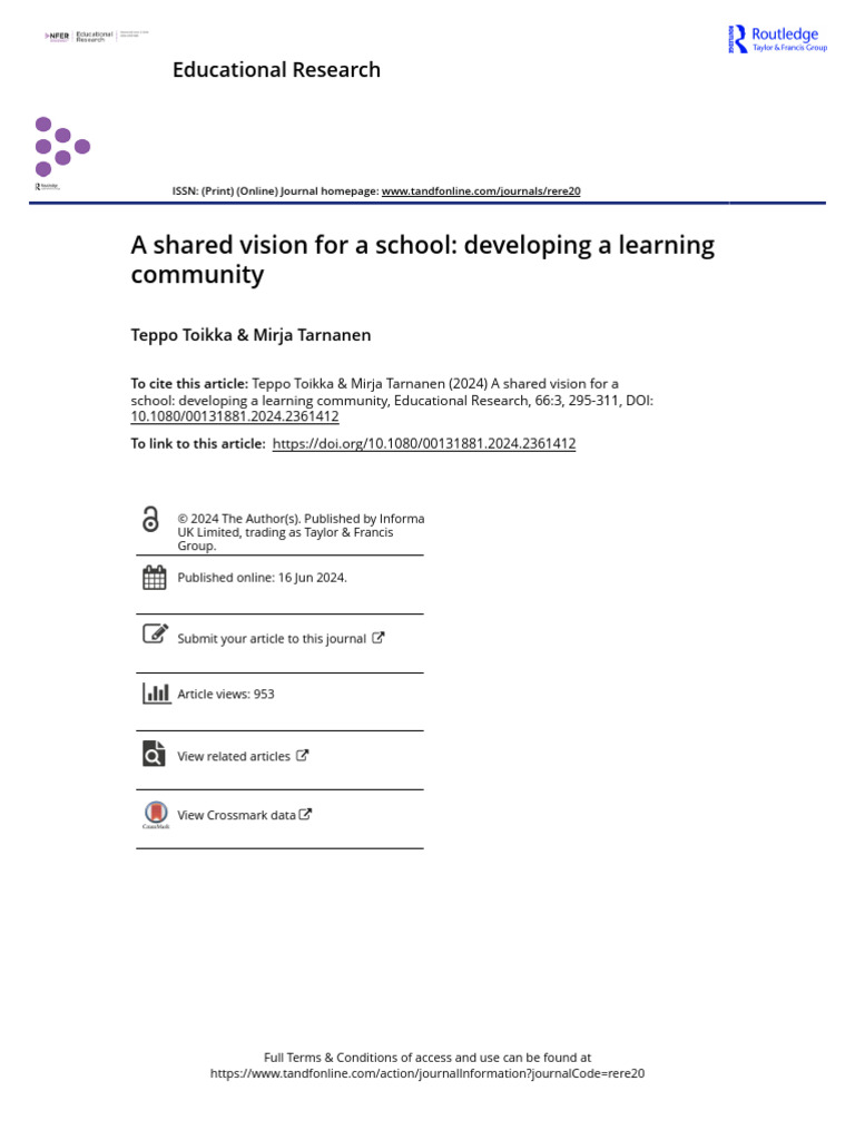 A Shared Vision For A School Developing A Learning Community | PDF ...