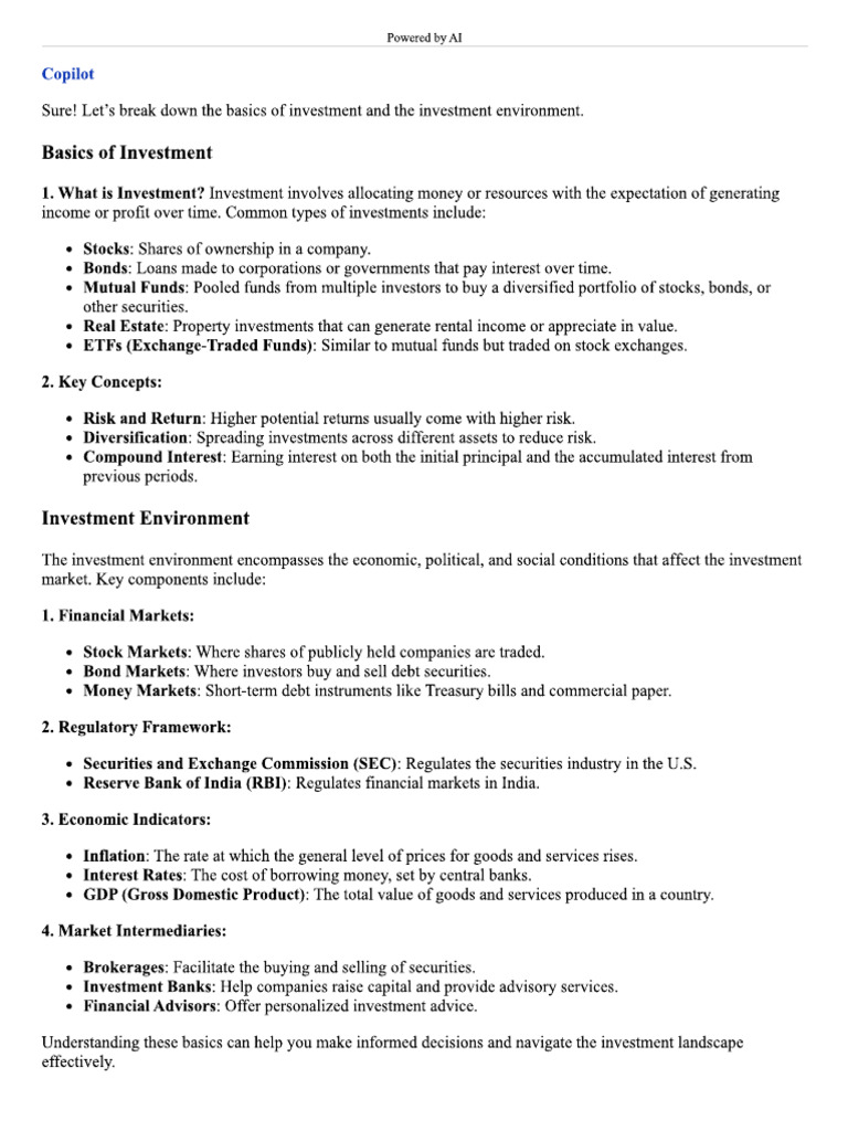 Basics of Investment and Investing Environments | PDF