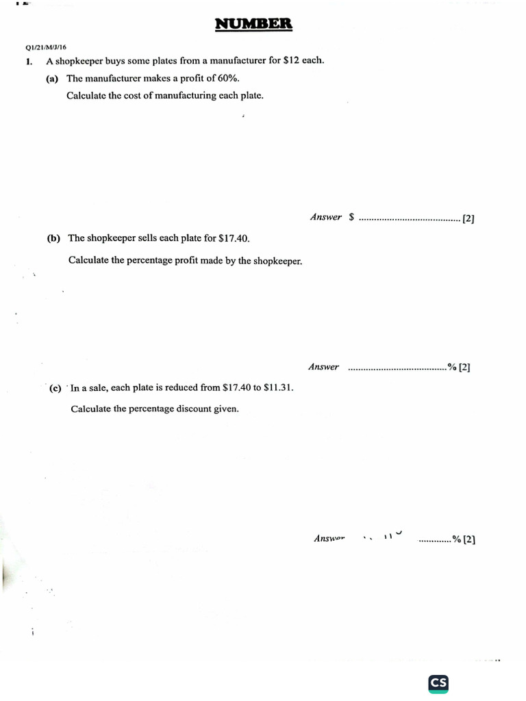 Cambridge Mathematics Numbers Questions | PDF
