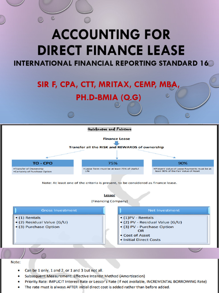 Accounting For Direct Finance Lease by Sir F | PDF | Lease | Investing