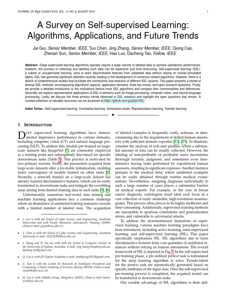 A Survey On Self-Supervised Learning: Algorithms, Applications, and ...