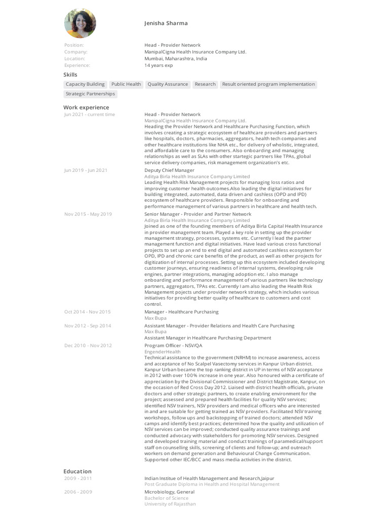 Jenisha Sharma | PDF | Health Care | Business