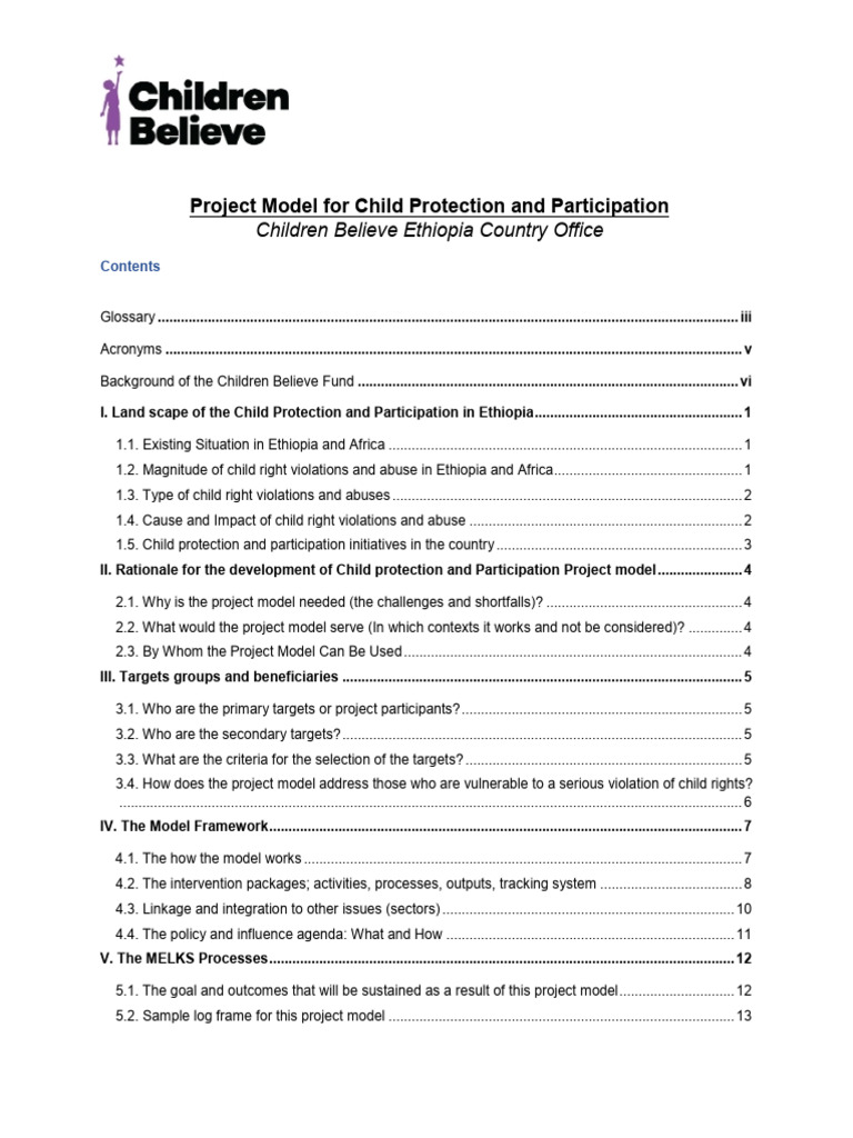 ChildrenBelieve ChildProtectionParticipationsProjectModel Ethiopia ...