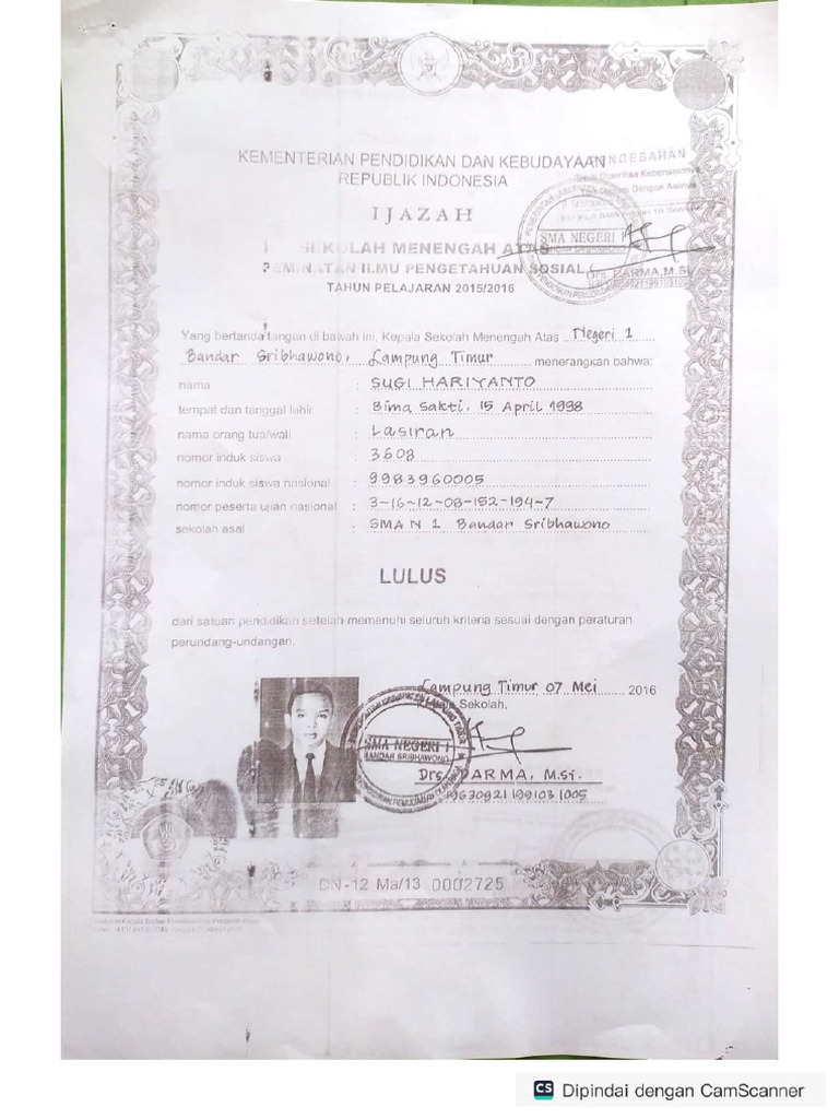 Ijazah Sugi Hariyanto | PDF