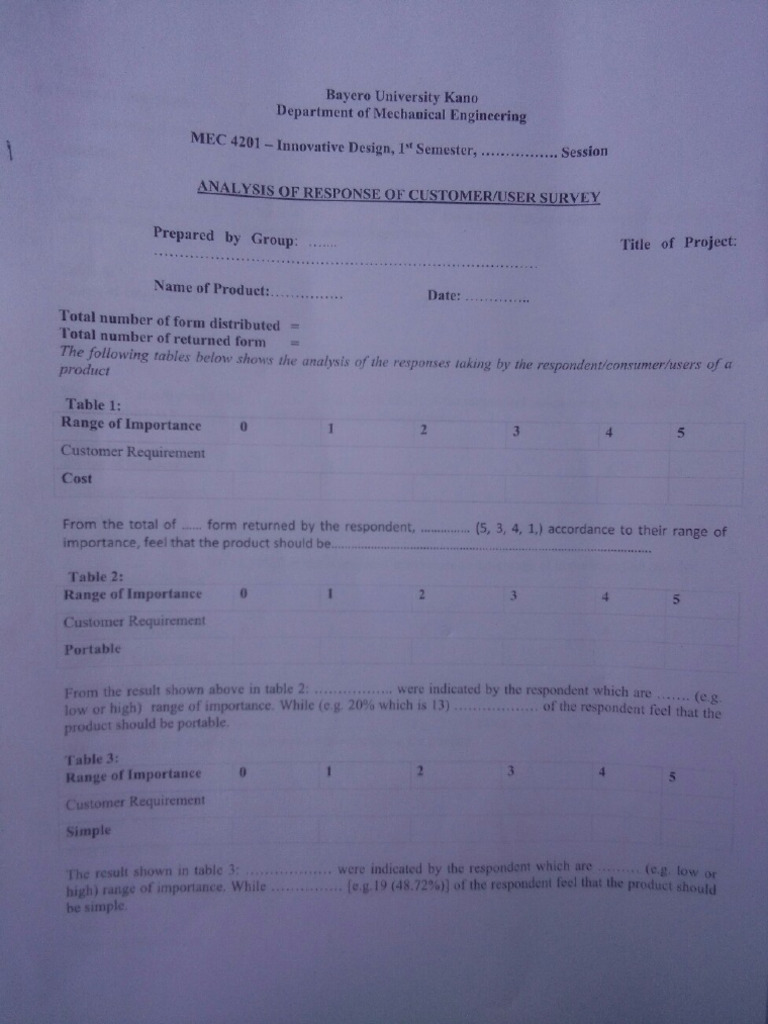 Innovative Design Survey Form | PDF