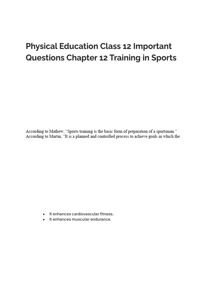 Training In Sports PDF Strength Training Muscle Contraction