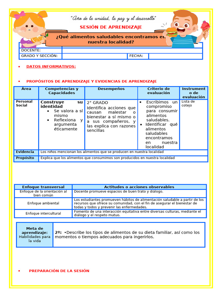 2º E8 s2 Sesion d1 Ps Que Alimentos Saludables Encontramos en Nuestra Localidad | PDF ...