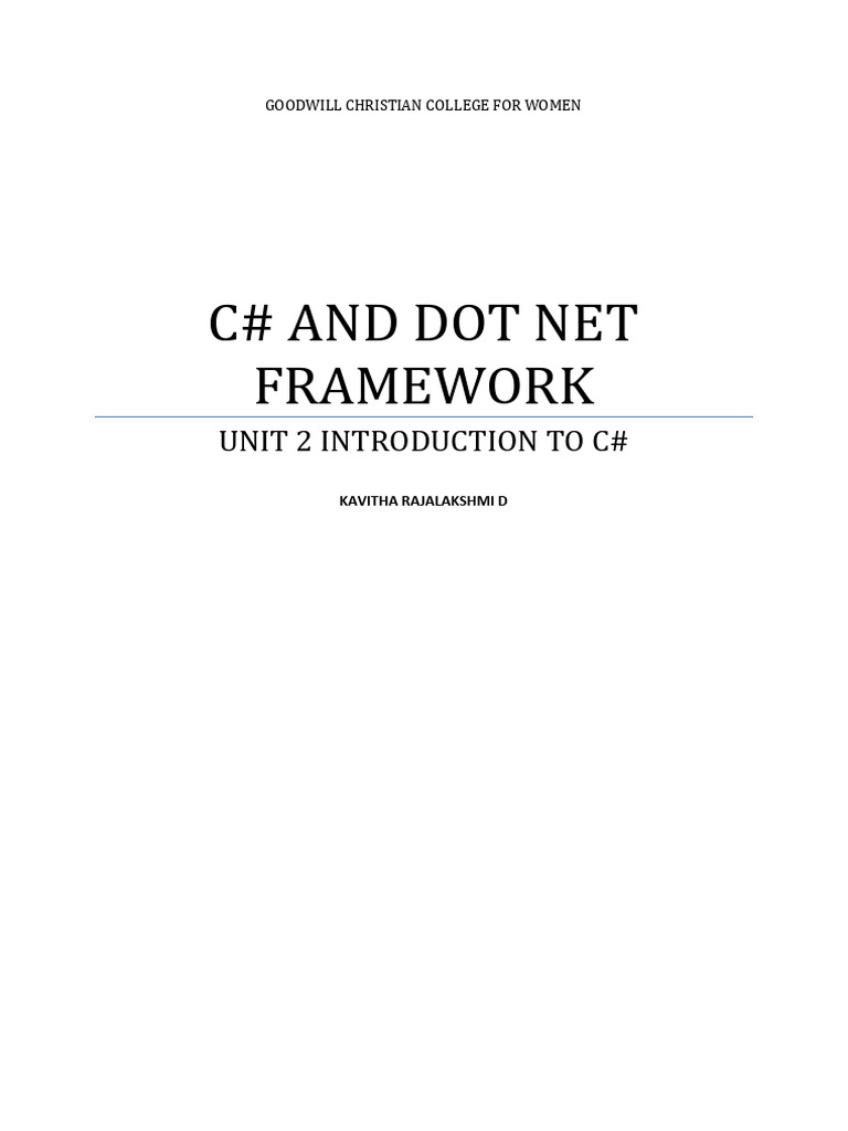 Introduction to C# Programming Basics | PDF | Data Type | C Sharp (Programming Language)