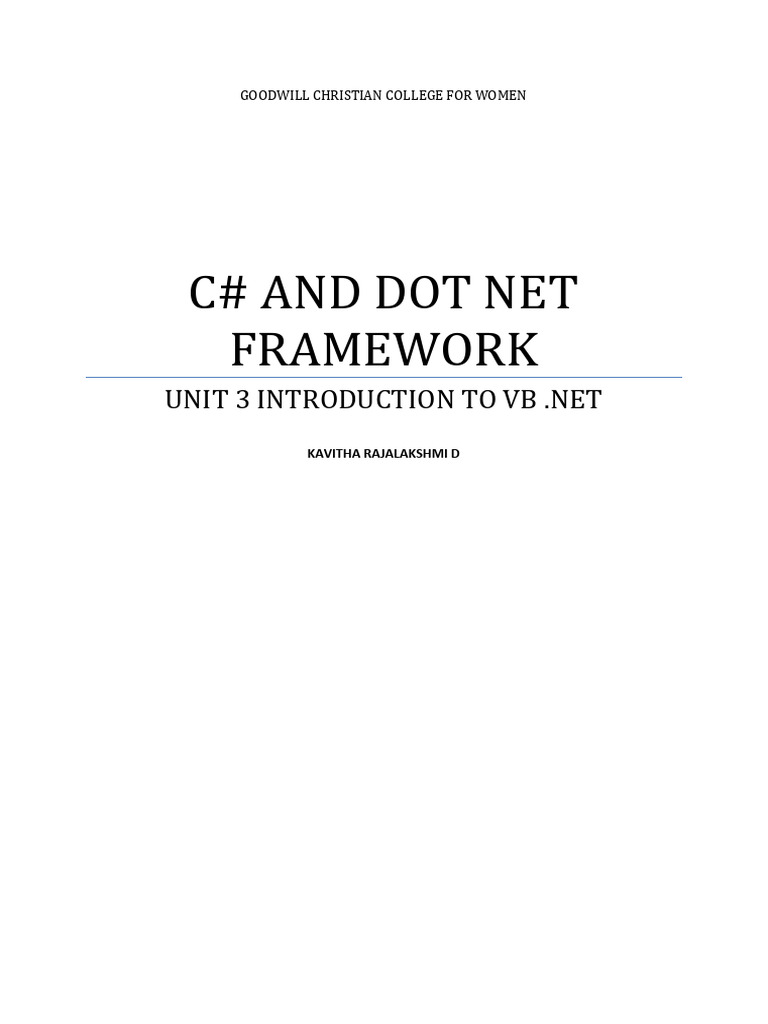Unit III - Introduction To VB | PDF | Window (Computing) | Object Oriented Programming