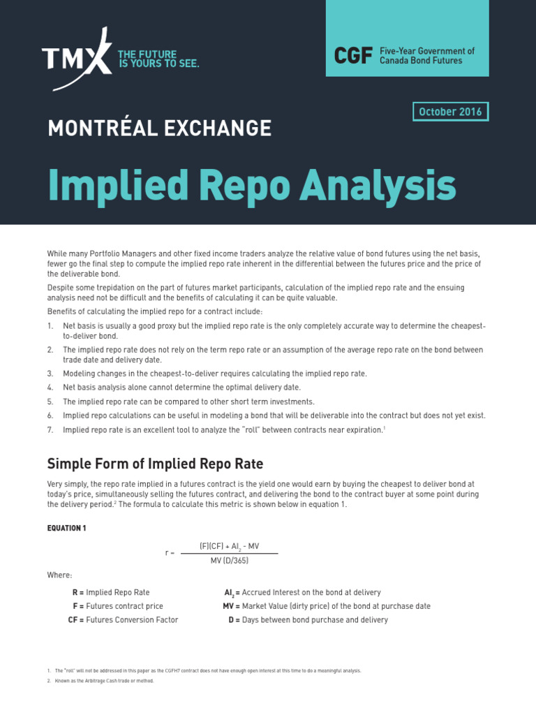 CGF Implied Repo Analysis en | PDF | Futures Contract | Bonds (Finance)