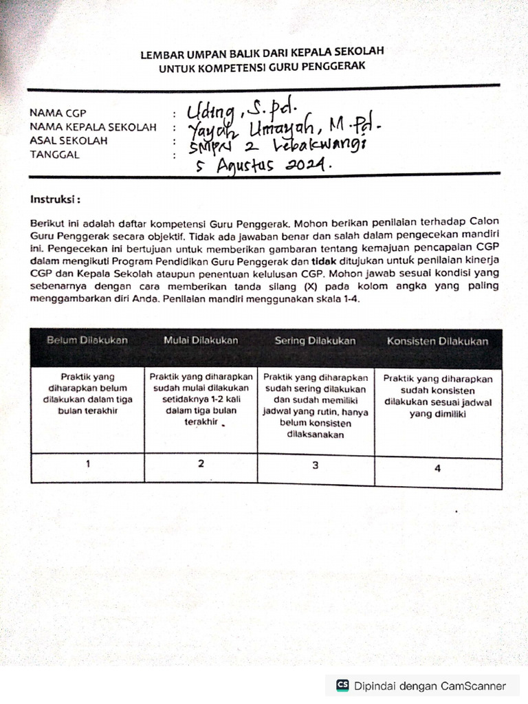 Umpan Balik Kepala Sekolah | PDF