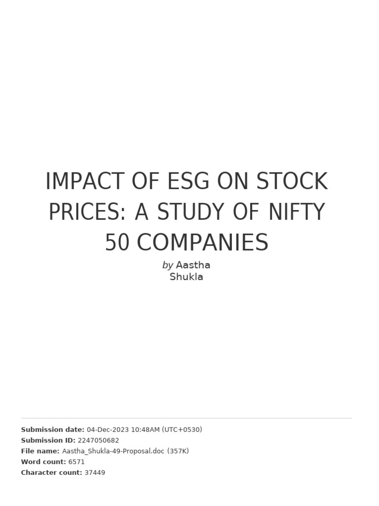 Impact of Esg On Stock Prices - A Study of Nifty 50 Companies | PDF