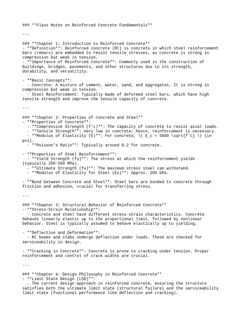 Reinforced Concrete Fundamentals Pdf Strength Of Materials Reinforced Concrete
