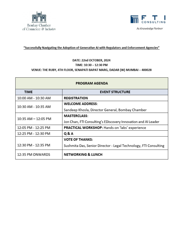 Fti Program Agenda | PDF