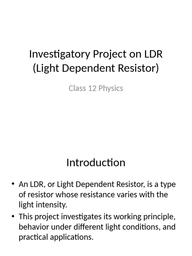 Investigatory Project LDR | PDF