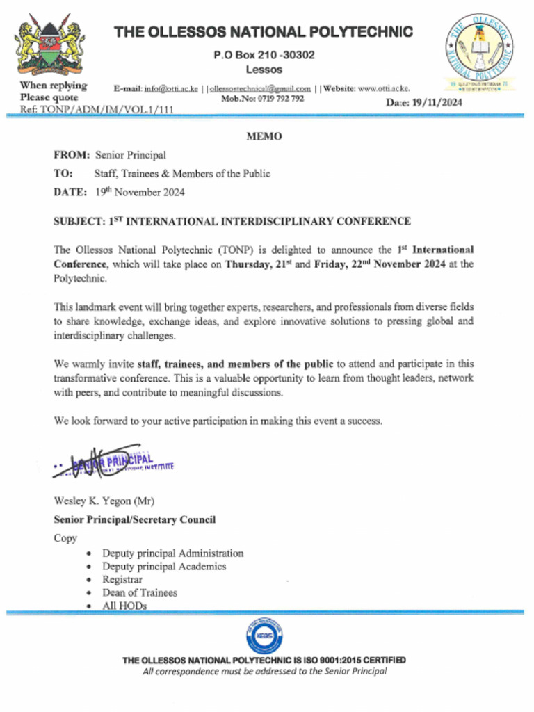 Memo - 1st International Conference | PDF