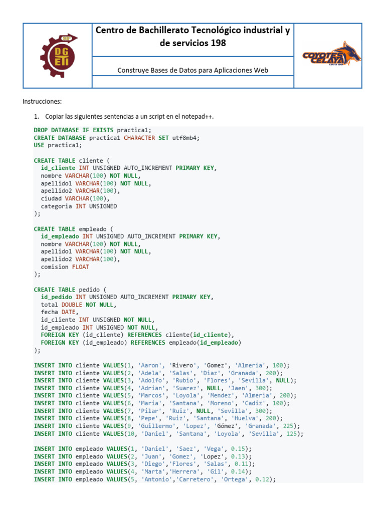 Practica 1 - Parcial 3 - Consultas Mysql | PDF | Diseño de software | Datos de computadora