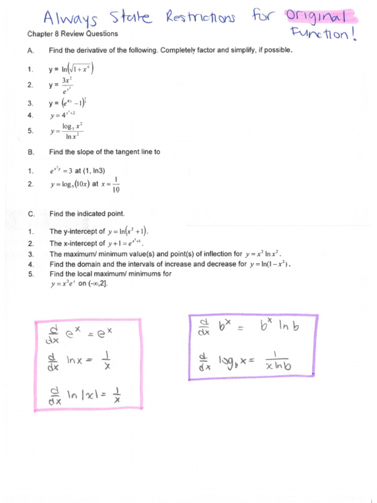 Math 31 Chapter 8 Review Detailed Solution | PDF