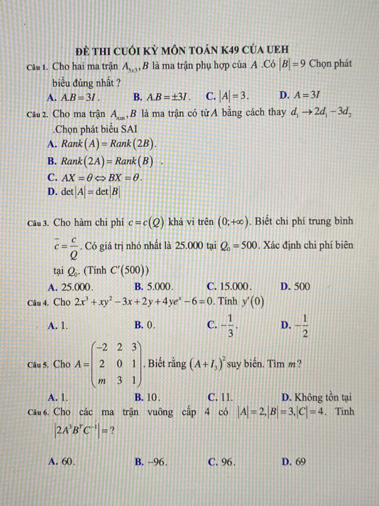 Đề KTHP TCC K48 | PDF