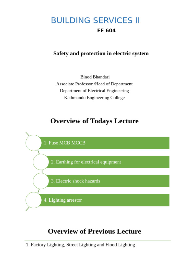 Electrical Safety Systems Overview | PDF | Fuse (Electrical) | Building Engineering