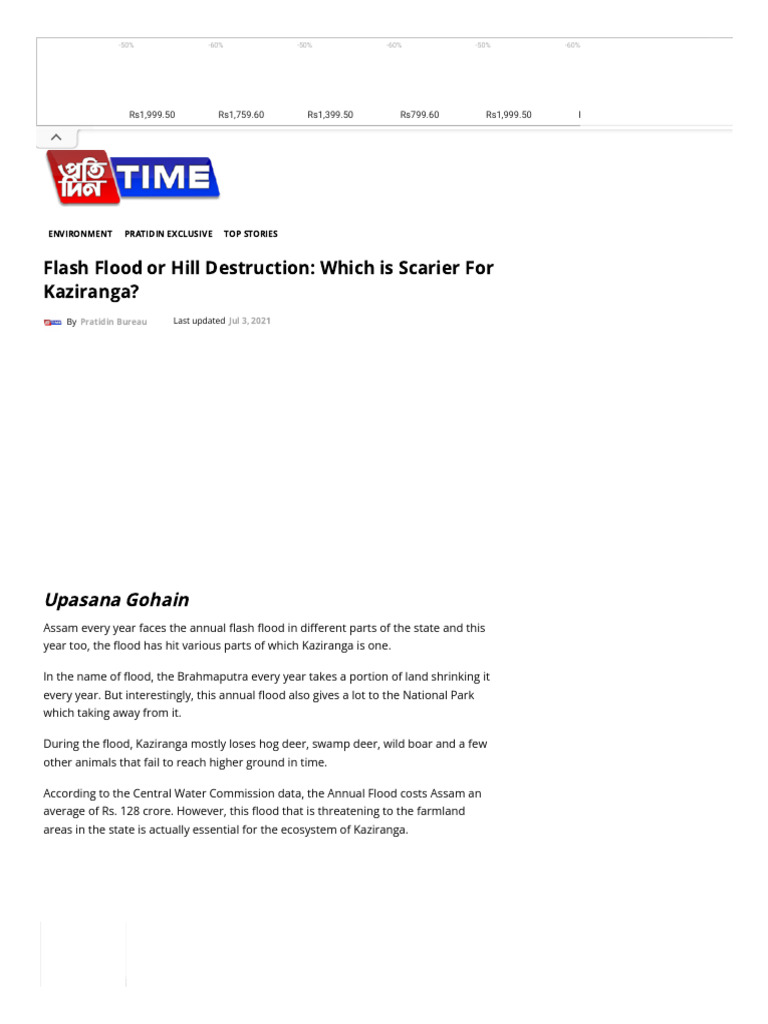 Flash Flood or Hill Destruction - Which Is Scarier For Kaziranga | PDF ...