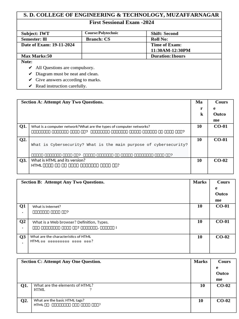IWT (Diploma 2) | PDF