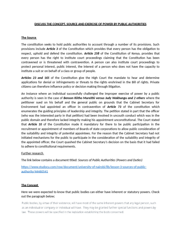 Concept, Source of Exercise of Public Authority | PDF | Constitution ...