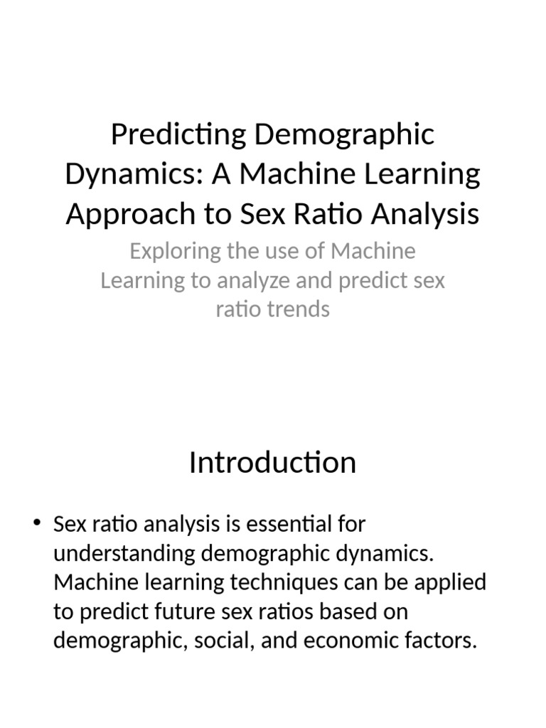 Sex Ratio Analysis Ml Prediction Pdf