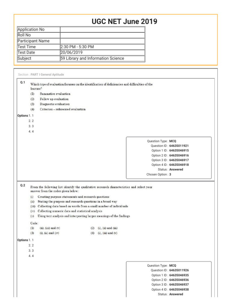 UGC NET June 2019 Question Paper | PDF | Multiple Choice | Educational Assessment And Evaluation