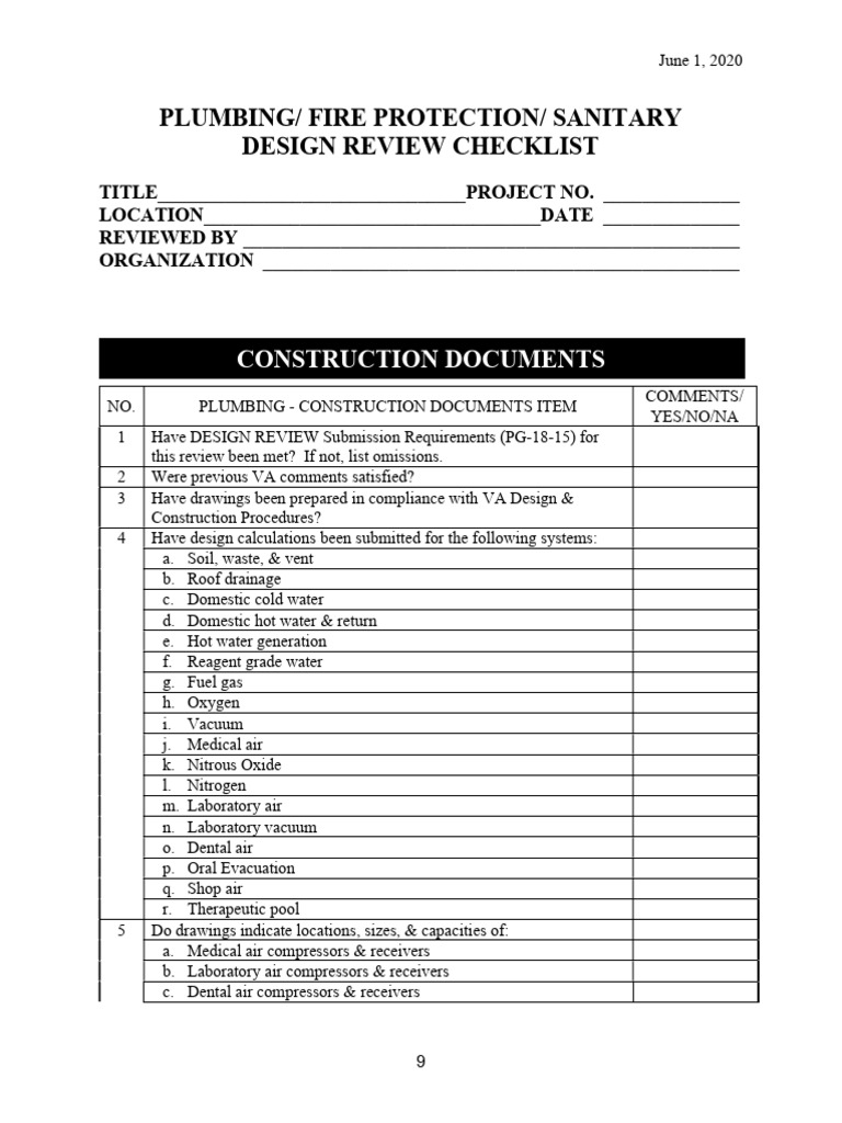 Checklist-Sani and Plumbing - All | PDF | Water Heating | Plumbing