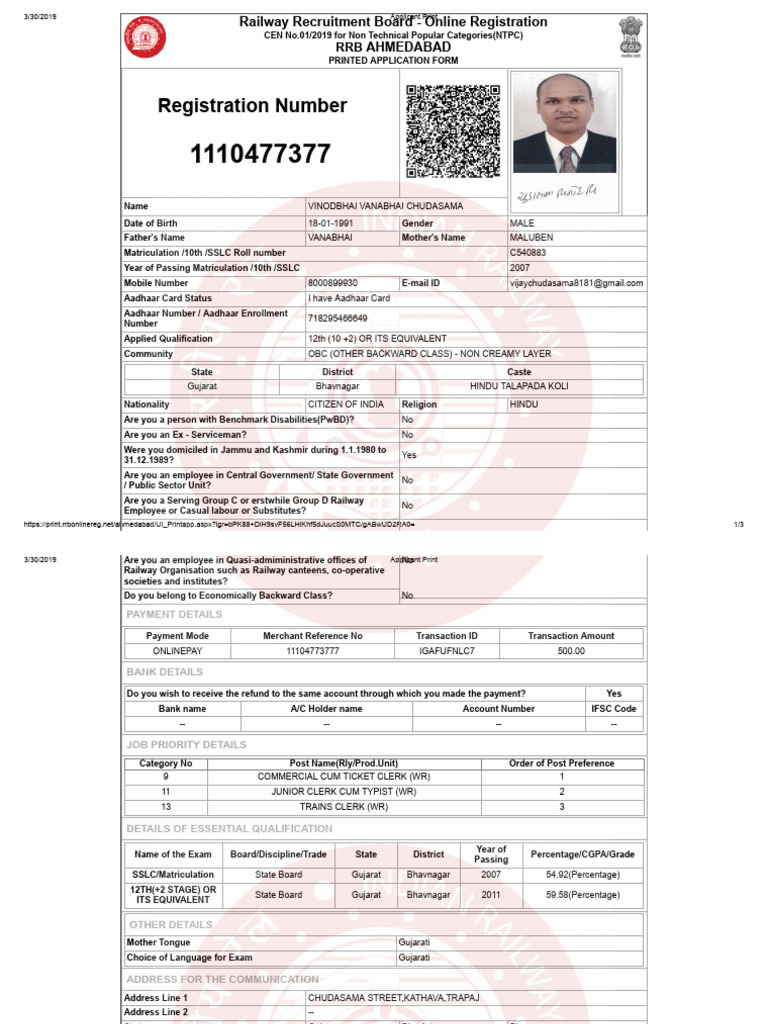 Applicant Print Vinod | PDF