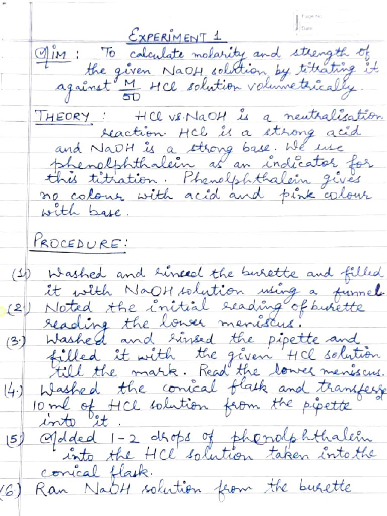 Prac. (Titrations) PDF Class 11 | PDF