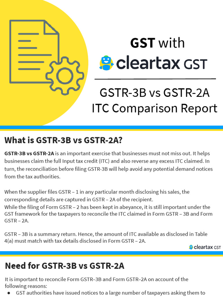 GSTR 3B Vs GSTR 2A ITC Comparison Report 2 | PDF | Taxes | Payments