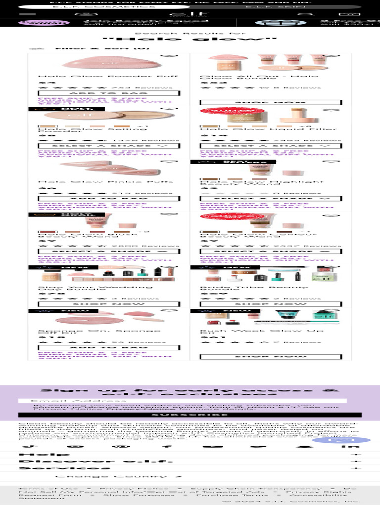 E.L.F. Cosmetics Search Results For Halo Glow E.L.F. Cosmetics | PDF ...