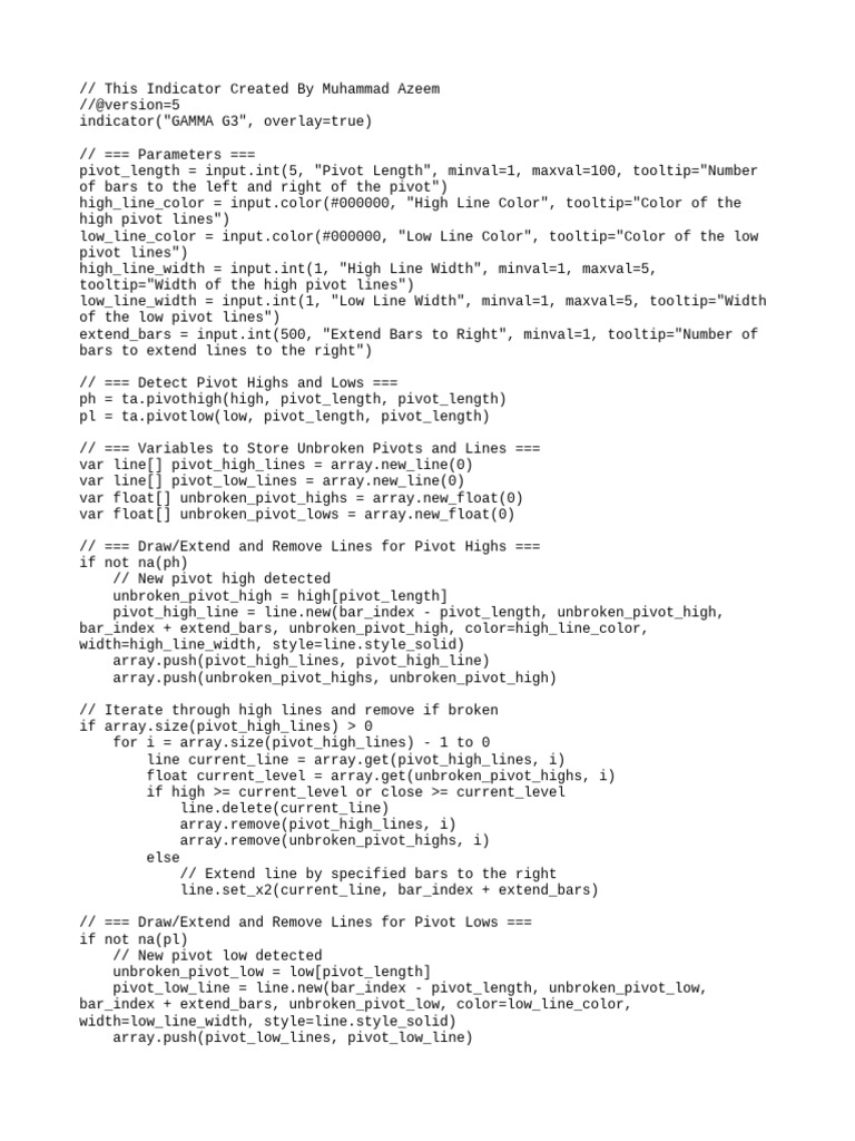 GAMMA G3 Pivot Indicator Script | PDF | Software Engineering | Computer ...