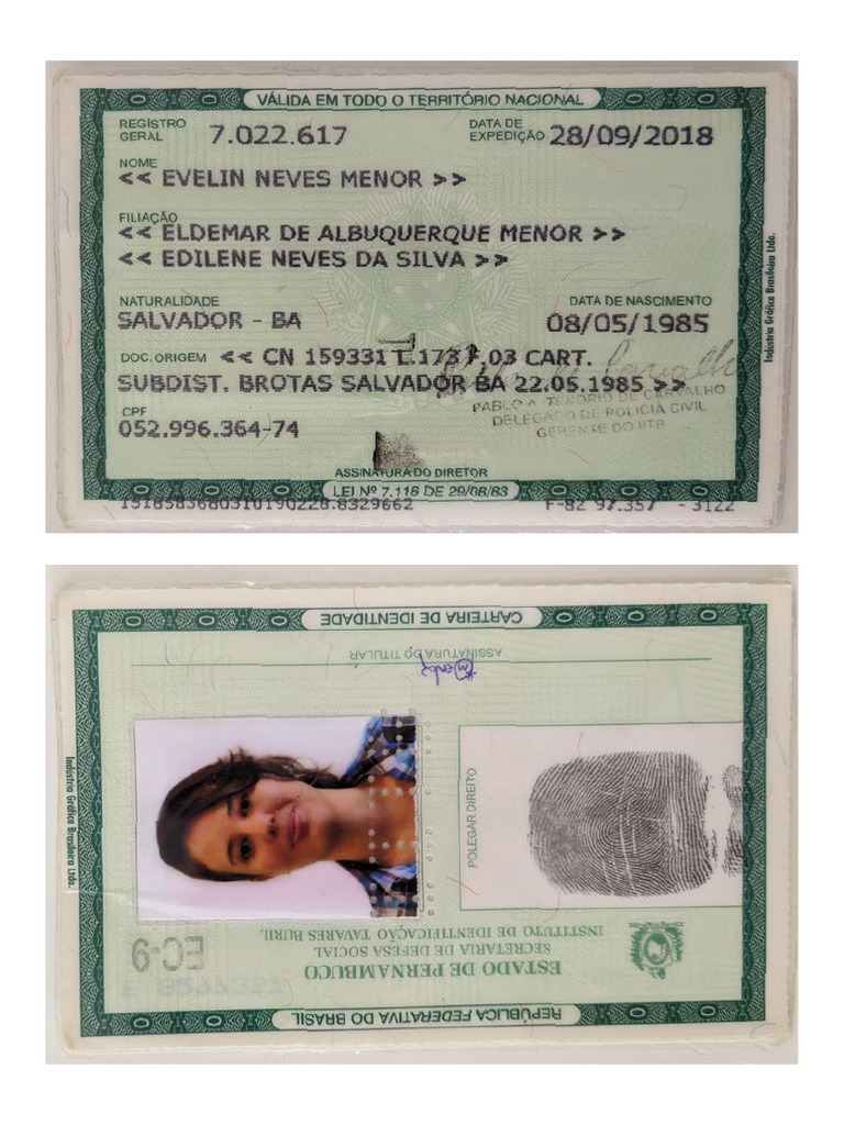 RG Evelin Menor (Frente e Verso) - Cópia | PDF