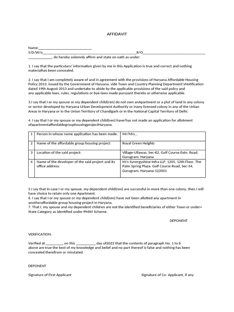 AFFIDAVIT New (1) | PDF | Affidavit