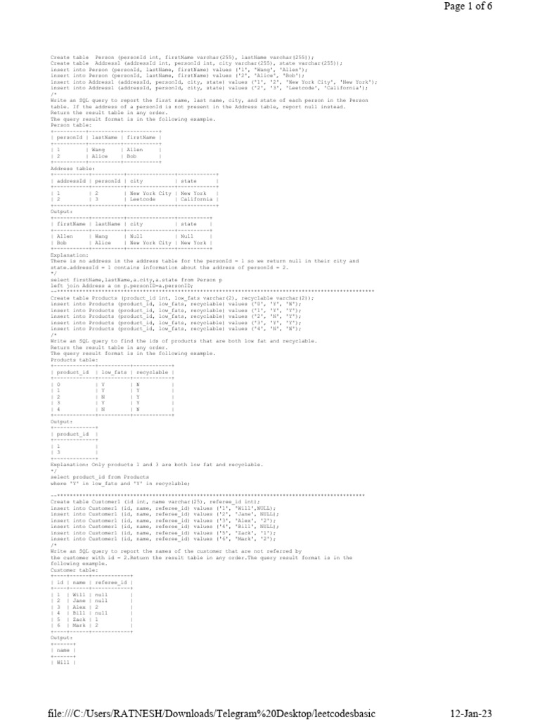 sql leetcode | PDF | Data Management | Databases sql leetcode | PDF | Data Management | Databases