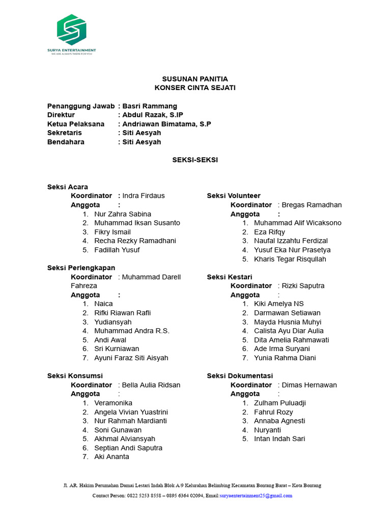 Susunan Kepanitiaan | PDF