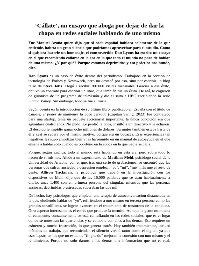 CALLARSE | PDF | Sicología