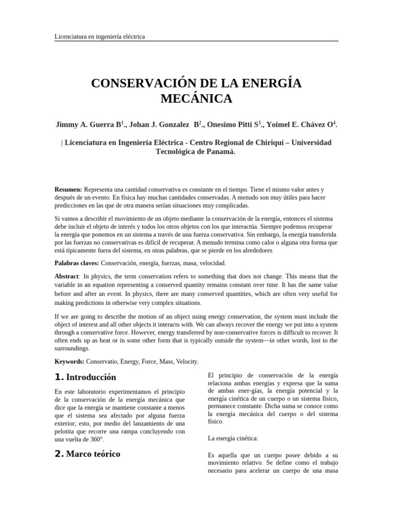 Conservación de Energía Mecánica en Experimentos | PDF | Mecánica | Fuerza