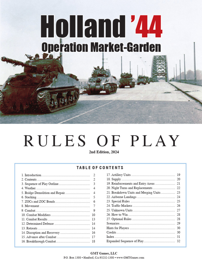 Holland '44 Rules of Play Guide | PDF | Tanks | Operation Market Garden