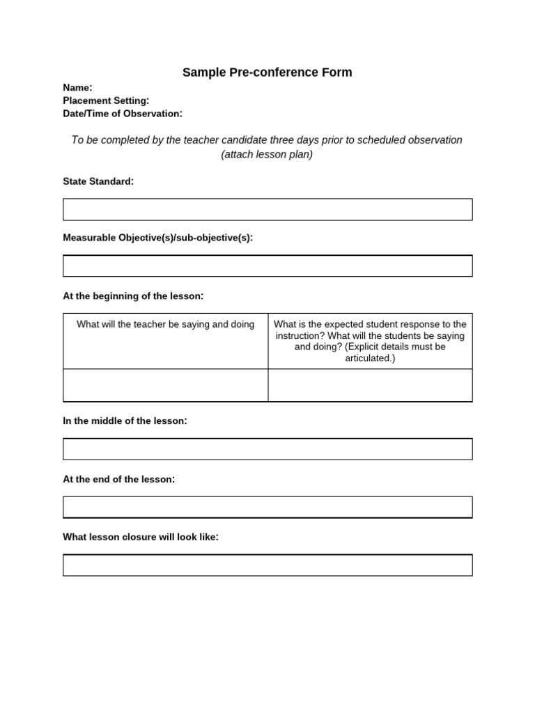 Sample Preconference Form | PDF