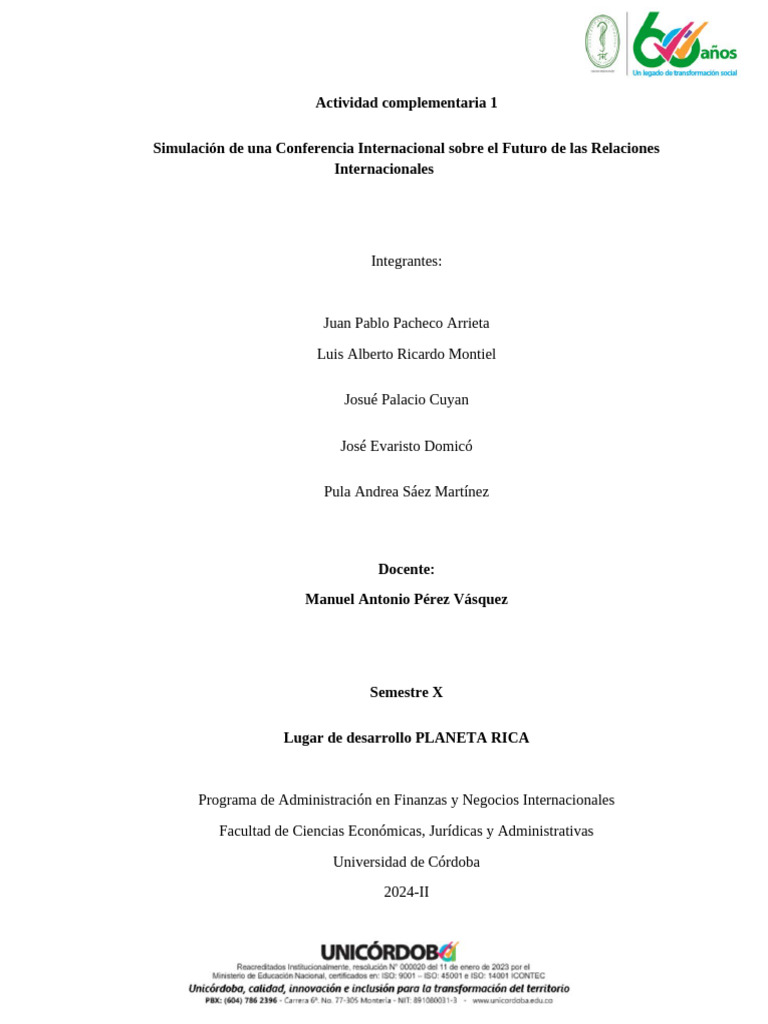 Actividad Complementaria 1-1 | PDF | Franja de Gaza | Naciones Unidas