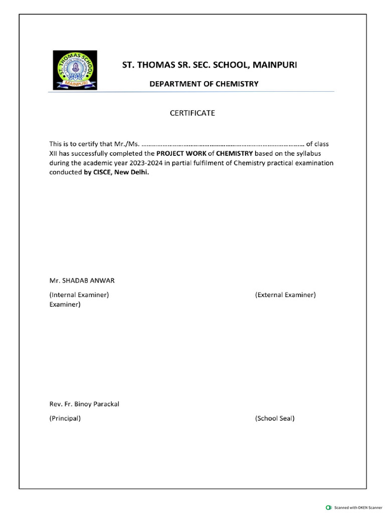 Chemistry Certificate | PDF